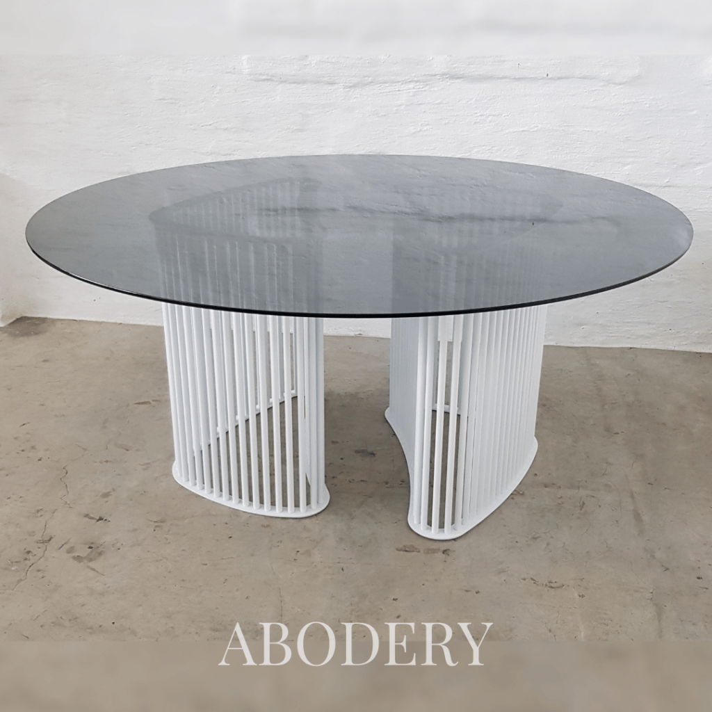 Katara Round Glass Dining Table - Abodery